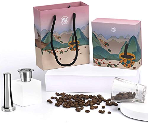 Refillable Coffee Capsule made of Stainless Steel for Refilling - Reusable Refill Capsules for Nespresso Machines Espresso Capsule with Tamper (Gift Set (1 Pod,1 Tamper)