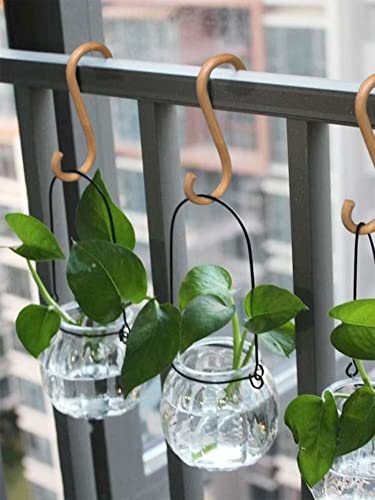 HomeyHandcraft 8 Pack 6 Inch Rattan S Hooks for Hanging, Hangers S Shaped Hooks for Bags, Clothes, Plants, Utensils, Cups, Mugs, Pans, Pots, Kitchenware