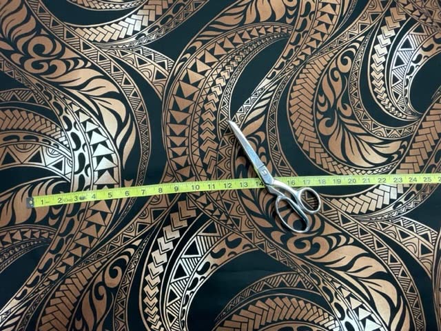 Originals by Hitomi Brown Swirly Tribal Hawaiian Print Fabric Sold by The Yard
