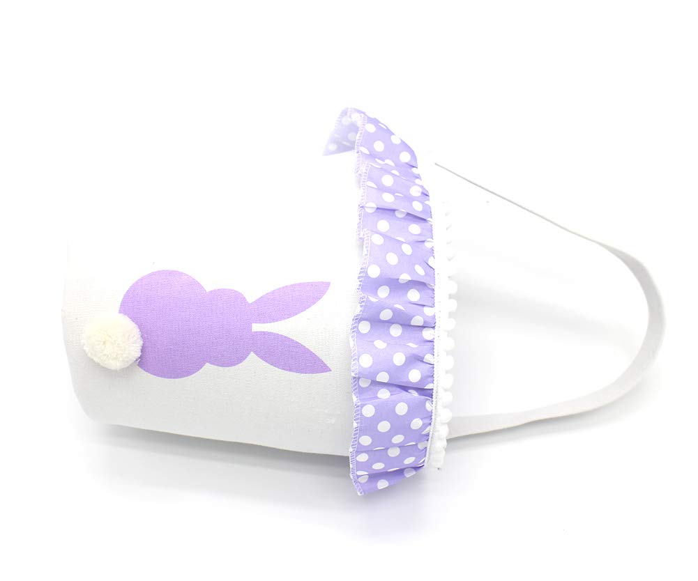 Easter Bunny Basket Cotton Lining Easter Bucket Bag for Easter Egg Hunt Easy to Monogram (Purple)