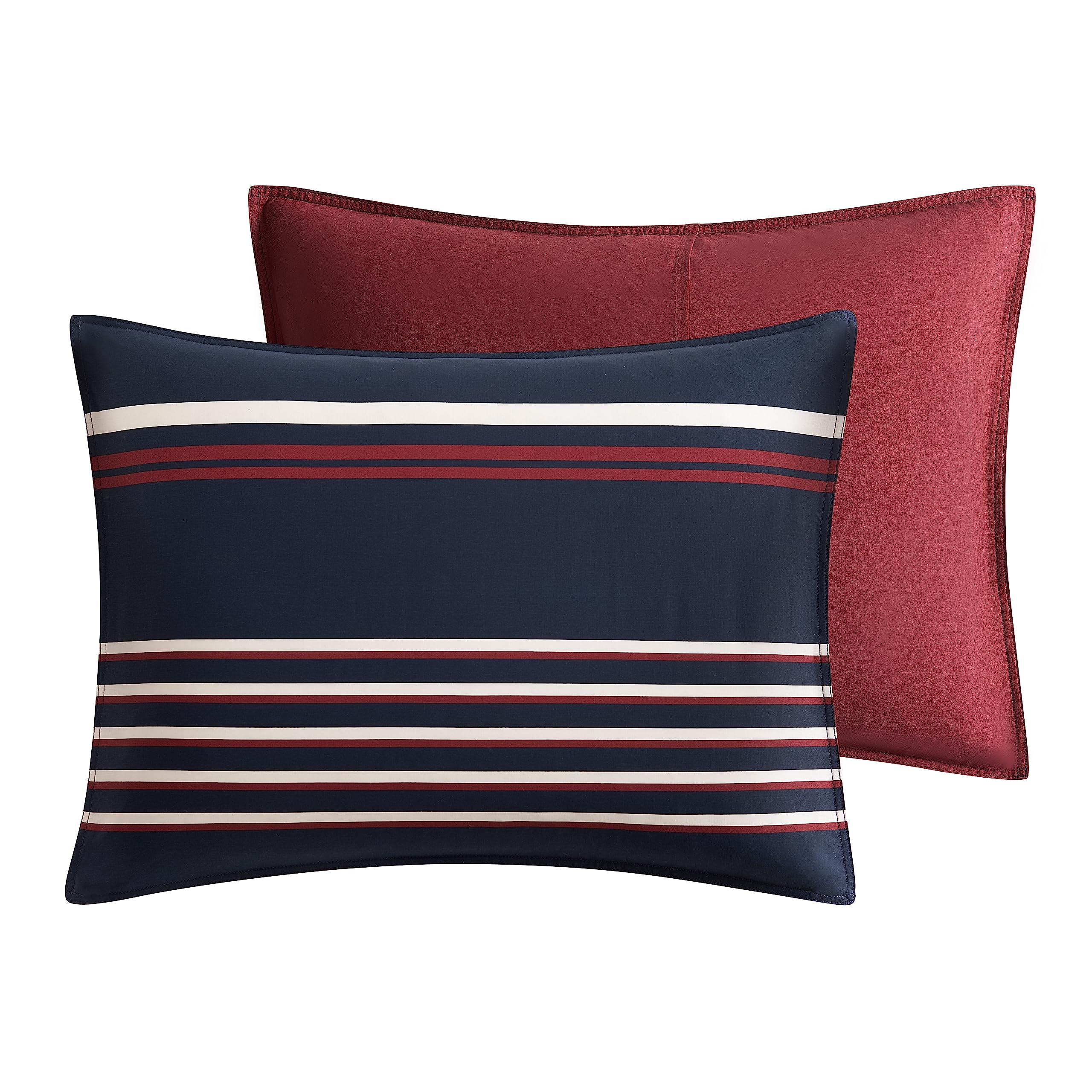 Nautica Duvet Cover Set Cotton Reversible Bedding with Matching Sham, Medium Weight for All Seasons, Twin, Mineola Red/White/Navy