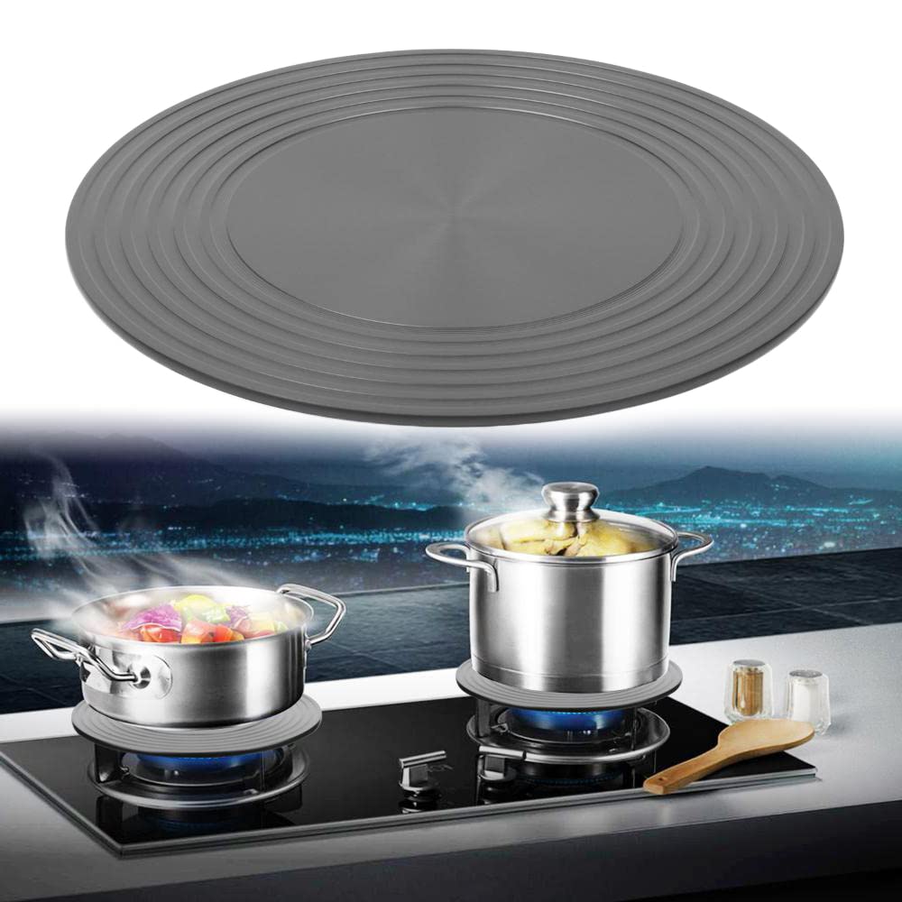 Heat Diffuser For Gas Stovetop Pot Cookware Protection Stove Diffuser Round Fast Defrosting Tray Multifunctional Thawing Conducting Simmer Plate(9.4inch with Clip)
