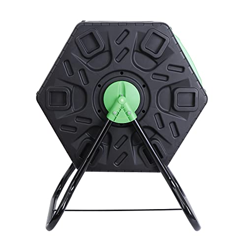 HomGarden Single Chamber Compost Tumbler for Garden and Outdoor, 18.5 Gallon High Volume Composter Bin with Sliding Door, Black