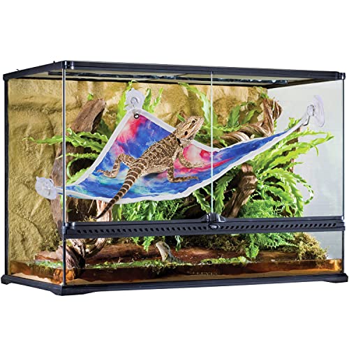 Reptile Hammock Swing Hanging Bed, Lizards Hammocks, Bearded Dragon Lounger, Terrarium with Suction Cups Habitat Decor Hammock for Climbing Chameleon Hermit Crab Lizards Birds Gecko