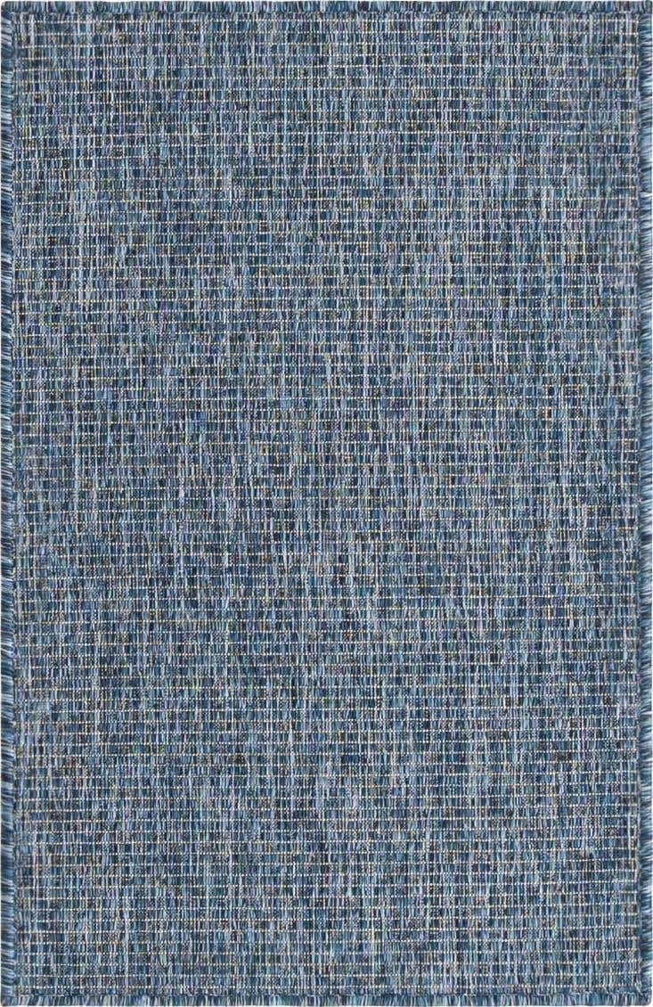 Unique Loom Collection Casual Transitional Solid Heathered Indoor/Outdoor Flatweave Area Rug (2' x 3' 1" Rectangle, Blue/Navy Blue)