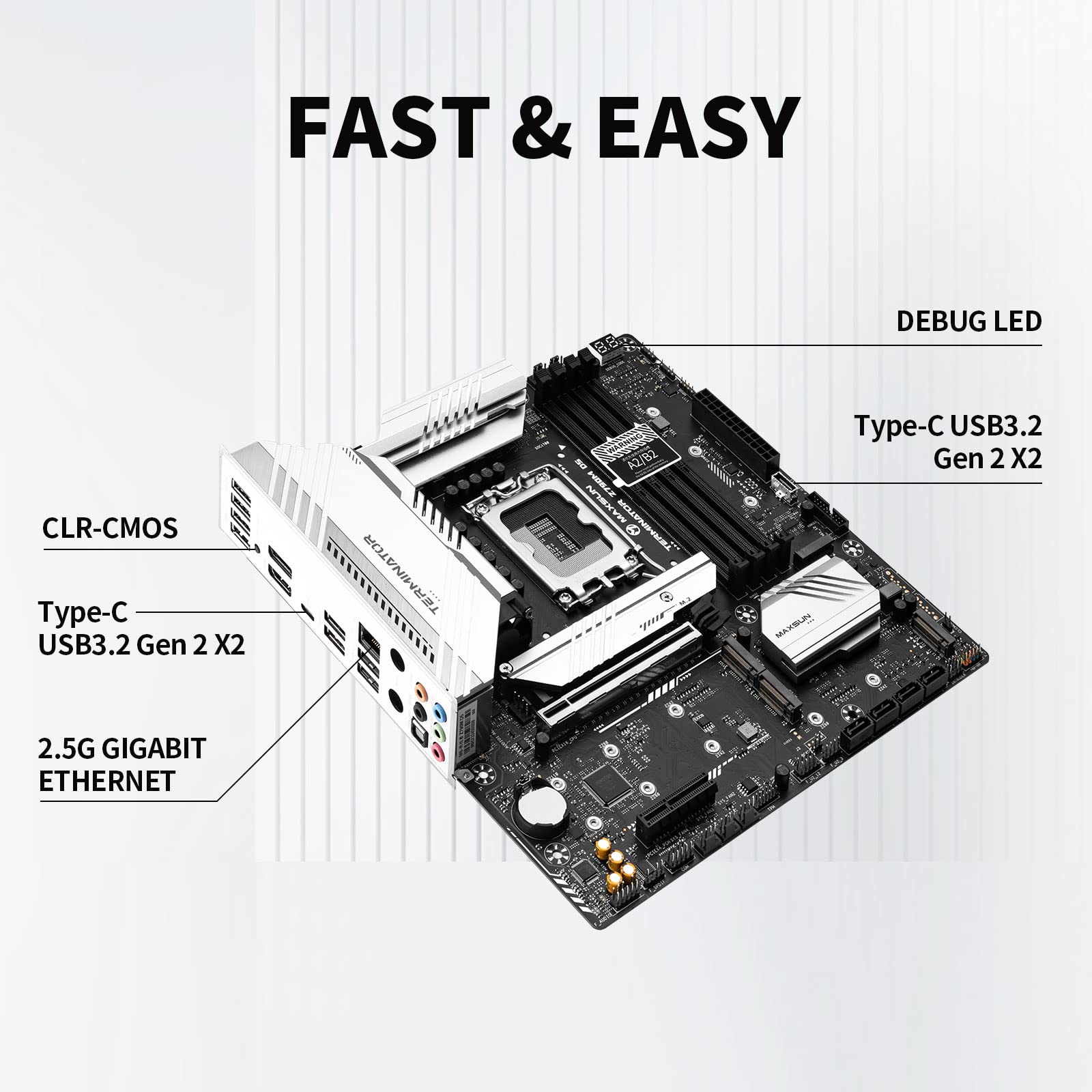 MAXSUN Z790 DDR5 PC M-ATX Intel Gaming Motherboard (MATX, 13th/12th Gen Intel Core, LGA 1700 Socket, DDR5, PCIe 5.0 x16, 2.5G LAN, 5*M.2 Slots)