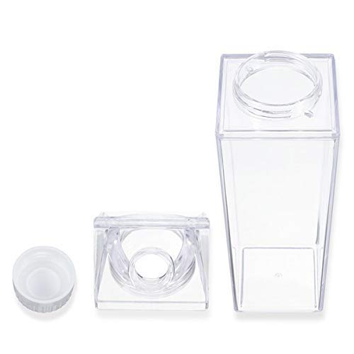 TIPSY UMBRELLA Clear Milk Carton Water Bottle (4PACK) - BPA Free Child Friendly - Environmentally Reusable β Milk Carton Shaped Water Bottle β Juice/Boba Tea Bottle β 17oz