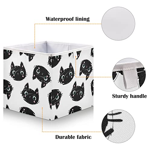 Kigai Black Cat Cube Storage Bins - 11x11x11 In Large Foldable Storage Basket Fabric Storage Baskes Organizer for Toys, Books, Shelves, Closet, Home Decor
