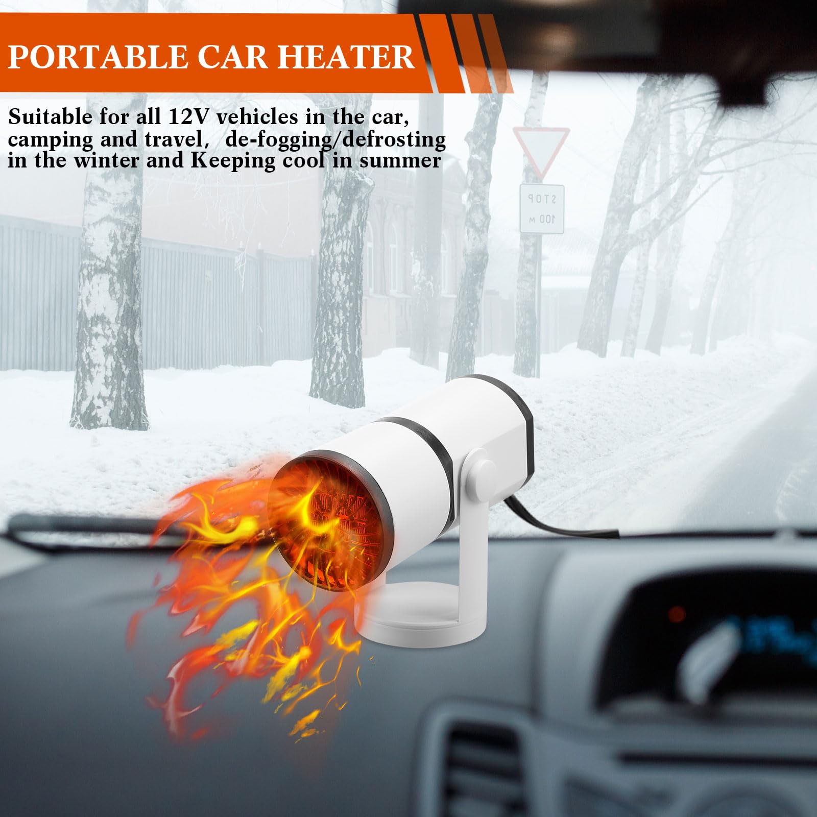 Datanly Portable Car Heater 12V Car Heater That Plugs into Cigarette Lighter, Defroster for Car Windshield, 150W 2 in 1 Heating and Cooling Fast Heating Defrost Defogger Rotation Fan(1 Pcs)
