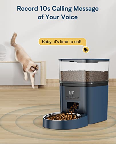 oneisall Automatic Cat Feeders, 17 Cup Timed Dry Food Dispenser for Cats Dogs Pets with Programmable Portion Control, Up to 50 Portions, 6 Meals per Day, Voice Recorder