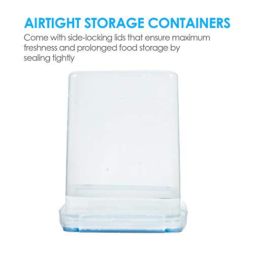 Vtopmart Large Food Storage Containers 5.2L / 176oz, 4 Pieces BPA Free Plastic Airtight Food Storage Canisters for Flour, Sugar, Baking Supplies, with 4 Measuring Cups and 24 Labels, Blue