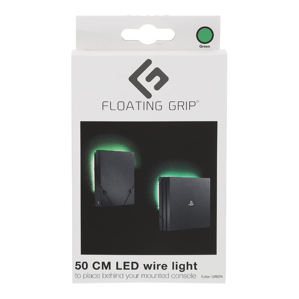 USB LED Light Strip by FLOATING GRIP - Mood Lighting Accent & Gamer Decor for Game Rooms - Fits on PlayStation or XBOX - Adhesive Strips, Easy Installation & Removal (0.5 Meter, Green)