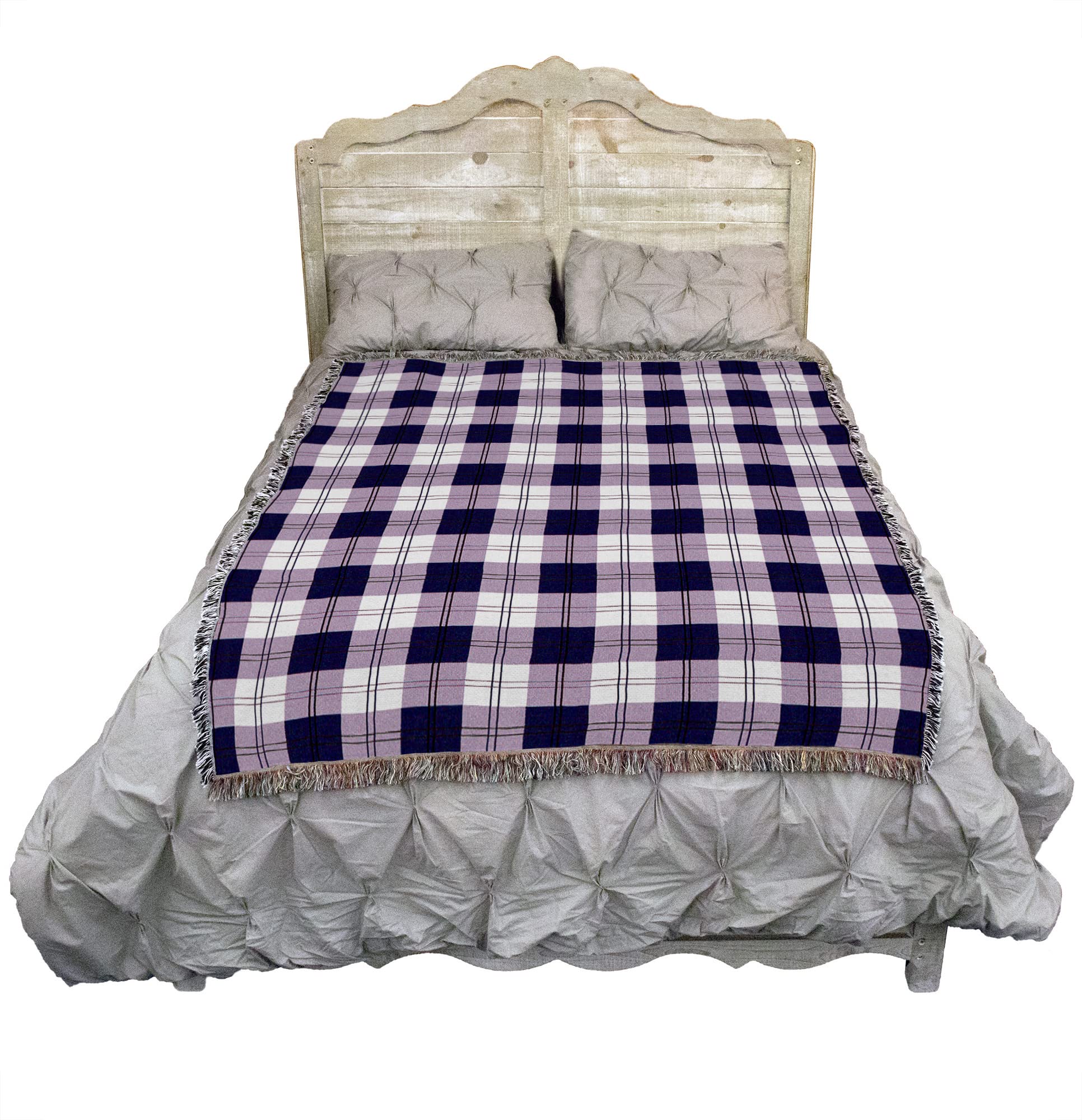 Pure Country Weavers Boysenberry Plaid Blanket - Gift Tapestry Throw Woven from Cotton - Made in The USA (72x54)