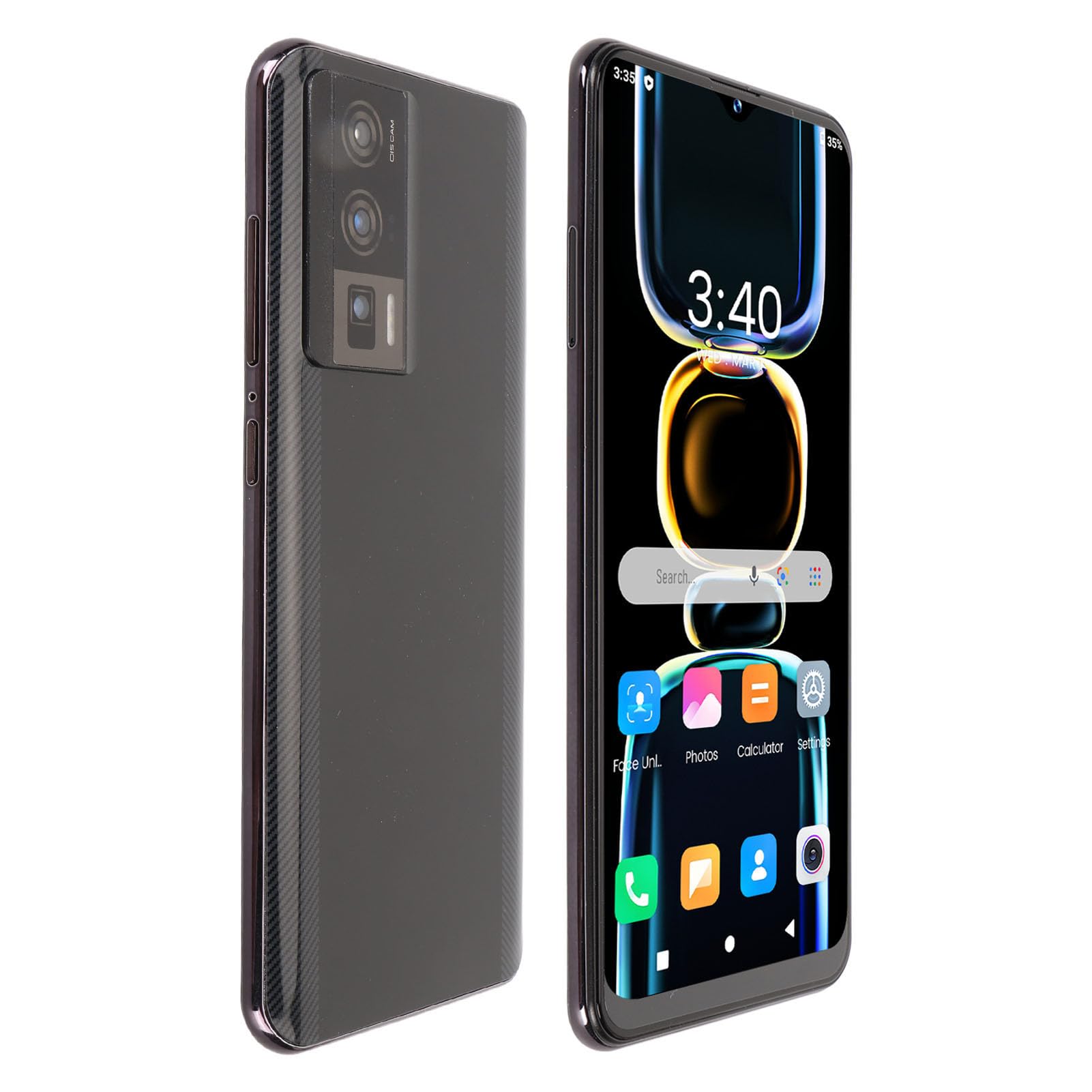 DAUZ Face Unlock Phone, 6500mAh Battery 100-240V 2.4G 5G WiFi Unlocked Smartphone 4G for Office 12 (US Plug)