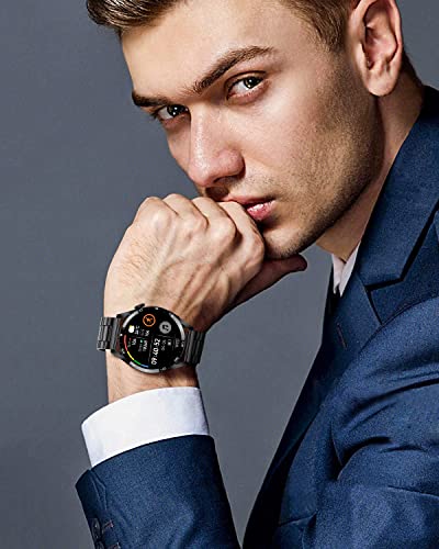LIGE Smart Watch for Men Bluetooth Call Answering, Fitness Tracker Watch with Heart Rate/BP/Sleep Monitor Step Counter, 2023 1.3'' HD Full Touch Screen Waterproof Smartwatches for iPhone Android Black
