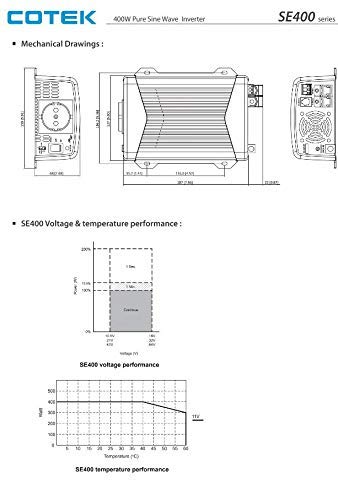 Cotek SE400 Pure Sine Wave Inverter 120VAC 24VDC 400W (SE400-124)