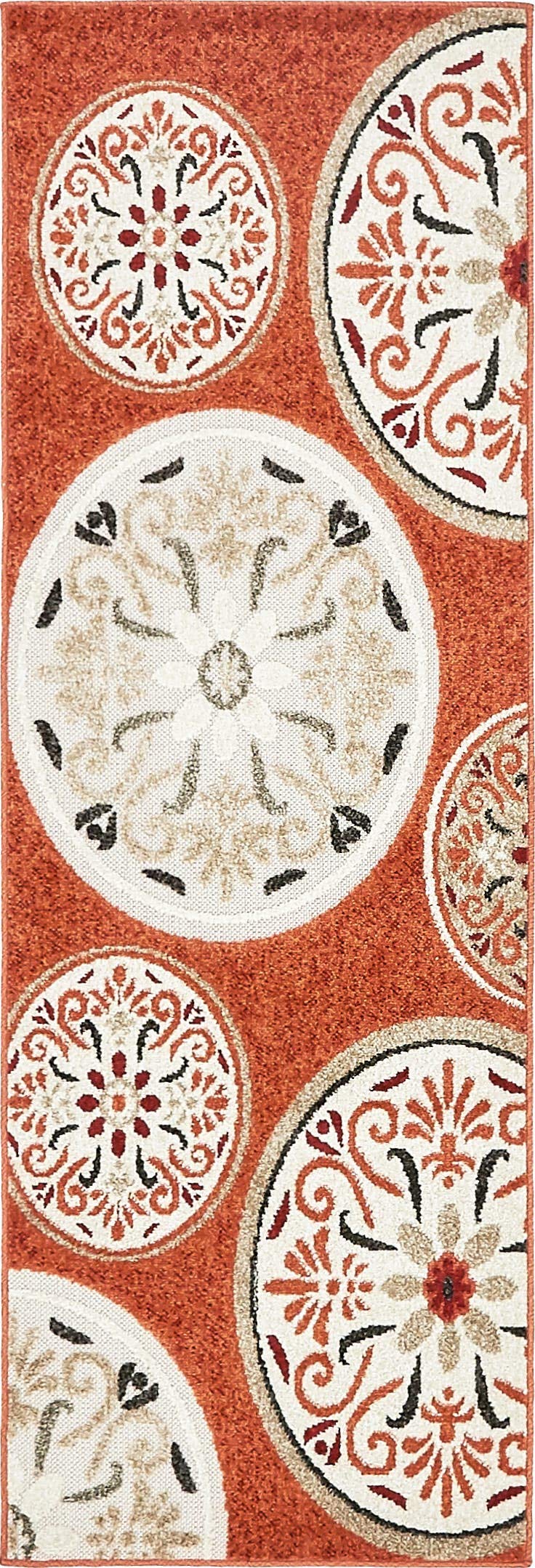 Unique Loom Outdoor Modern Collection Area Rug (2' x 6' 1" Runner, Terracotta/ Burgundy)