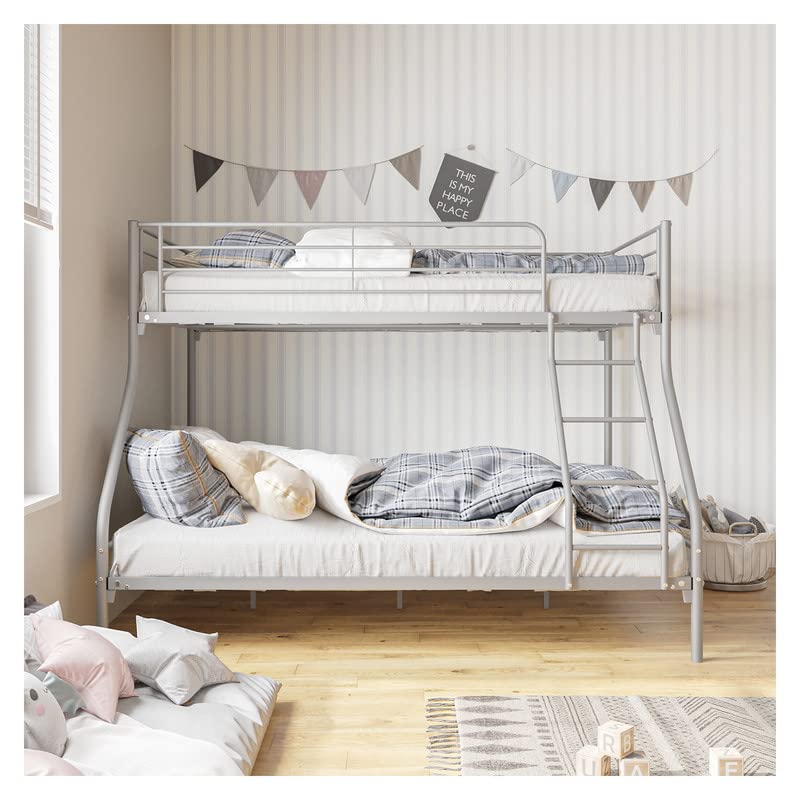 Twin Over Full Metal Bunk Bed, Heavy Duty Bunk Beds for Bedroom, Metal Bed Frame with Ladders and Guard Rails, for Students Staff Dormitory
