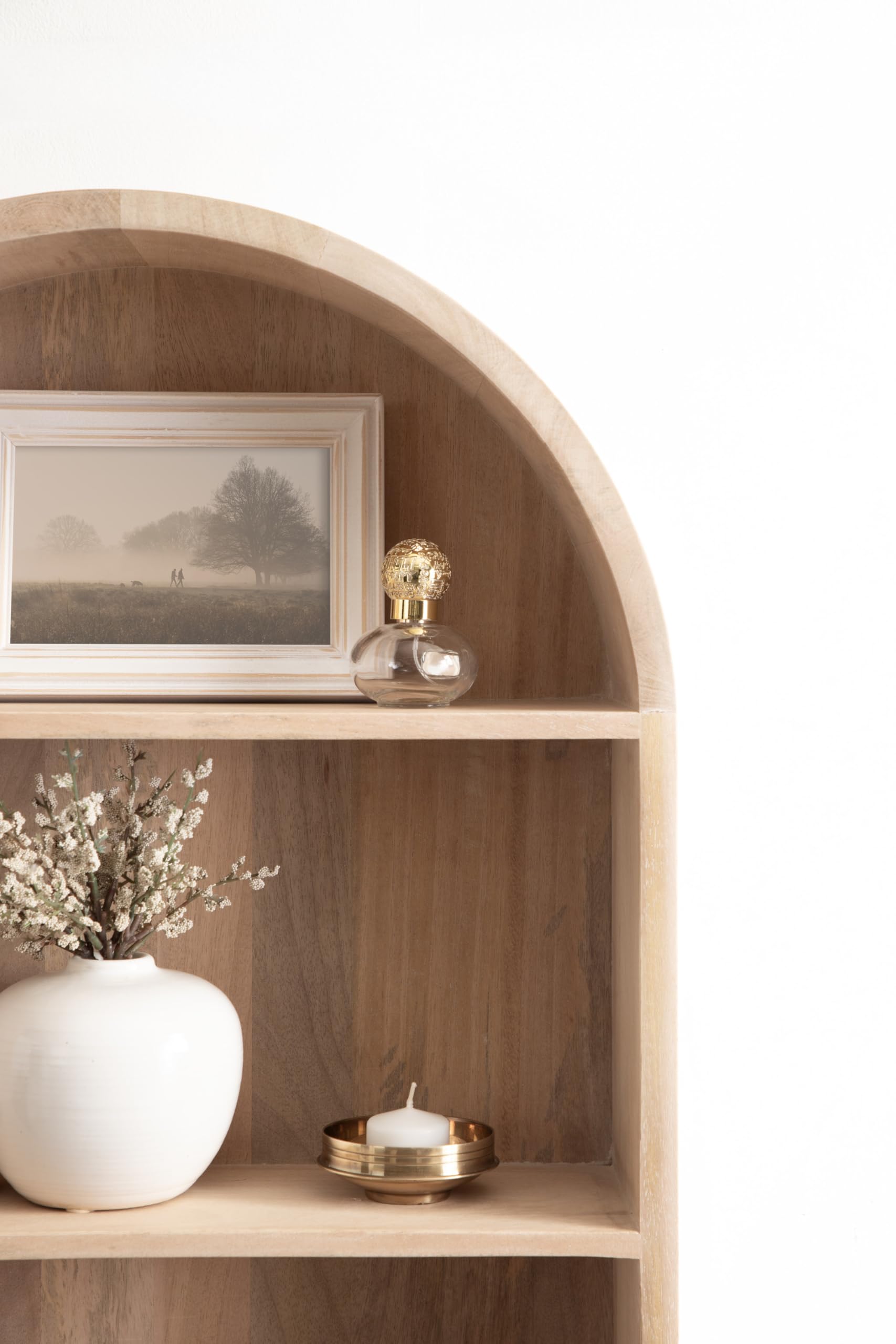 Kate and Laurel Arcott Modern Arched Wall Shelf, 18 x 26, Natural Wood, Transitional Arch Wall Shelves for Over-The-Toilet Storage or Entryway Storage Shelf