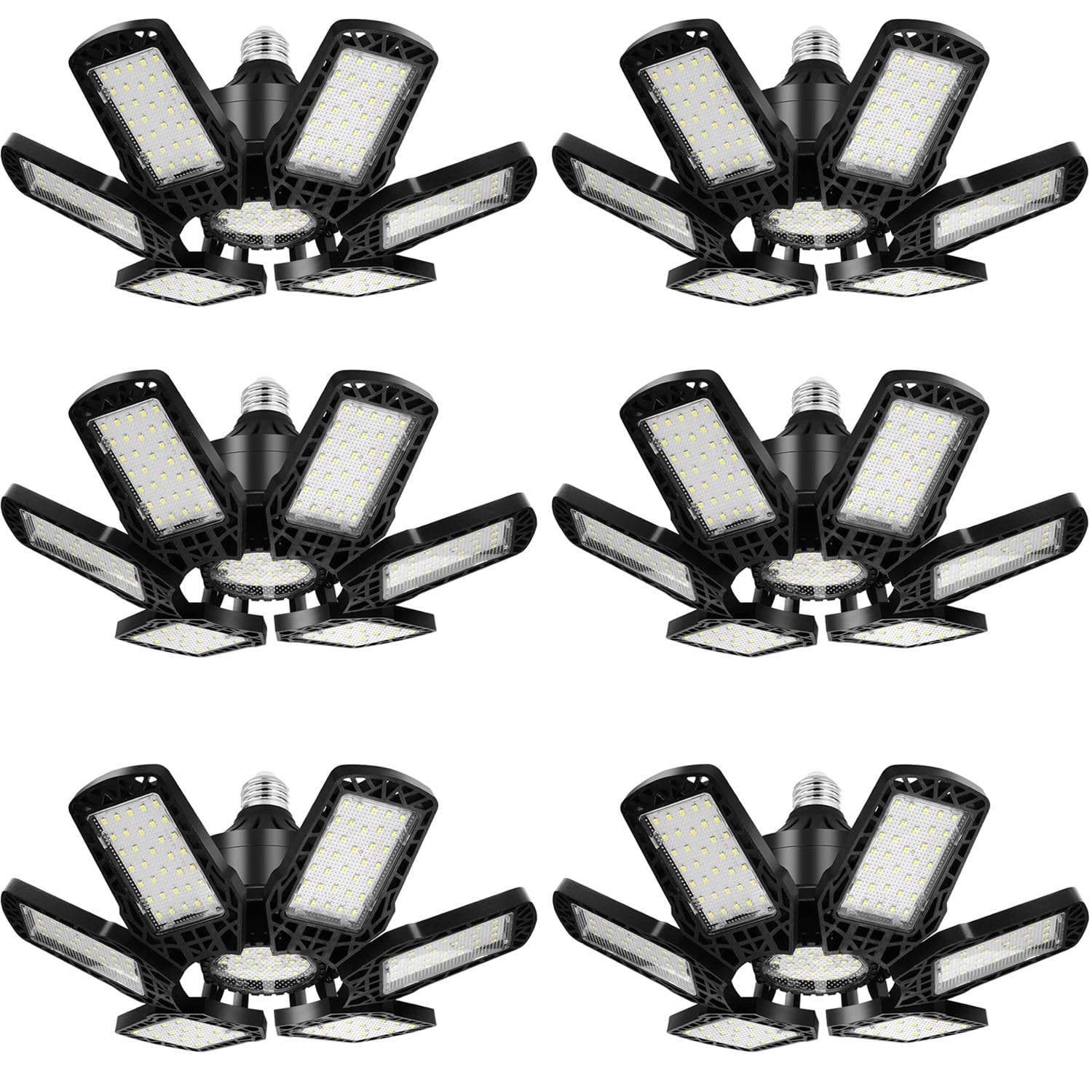 KsDhewi LED Garage Light 200W 22000LM 6500K Garage Light with 6+1 Panel Deformable Garage Lights Ceiling Led, LED Garage Lights for Garage Workshop Bay Attic Basement (6 Pack)