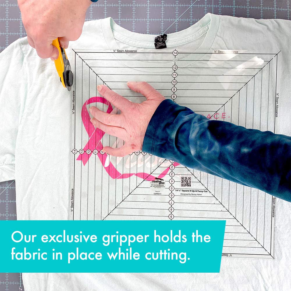 Creative Grids 14-1/2in Square It Up or Fussy Cut Square Quilt Ruler - CGRSQ14