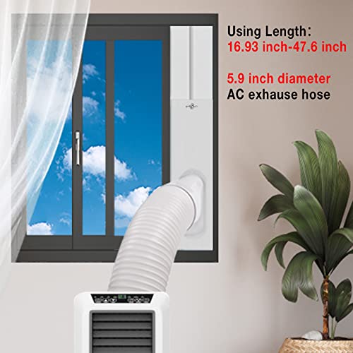 HOXHA Air Conditioner Window Vent Kit Universal Adjustable Window Kit with 5.9β Diameter 59β Length Exhaust Hose for AC Unit, AC Seal Panel for Horizontal&Vertical Window