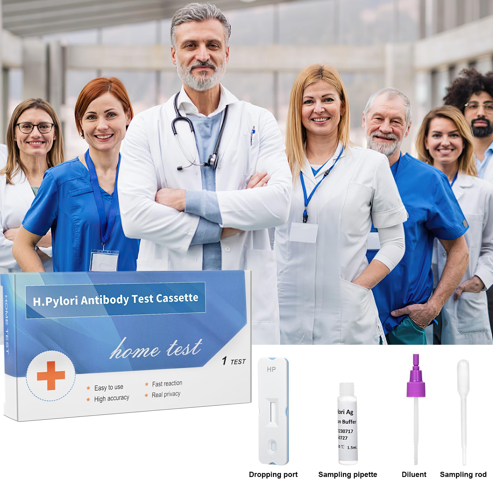 Kueysing Helicobacter Pylori Test Kits, H. Pylori,h. Pylori Stool (Antigen) 10-15 Minutes of Quick Home Testing, The Result is Highly Accurate, Easy to Read and use