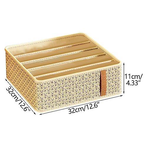 verrio Sock Underwear Organizer Drawer Dividers, Sock Underwear Drawer Organizer Bins, Closet Cabinet Organizer Underwear Storage Boxes for Storing Socks, Undies and Baby Clothes (Beige-M)