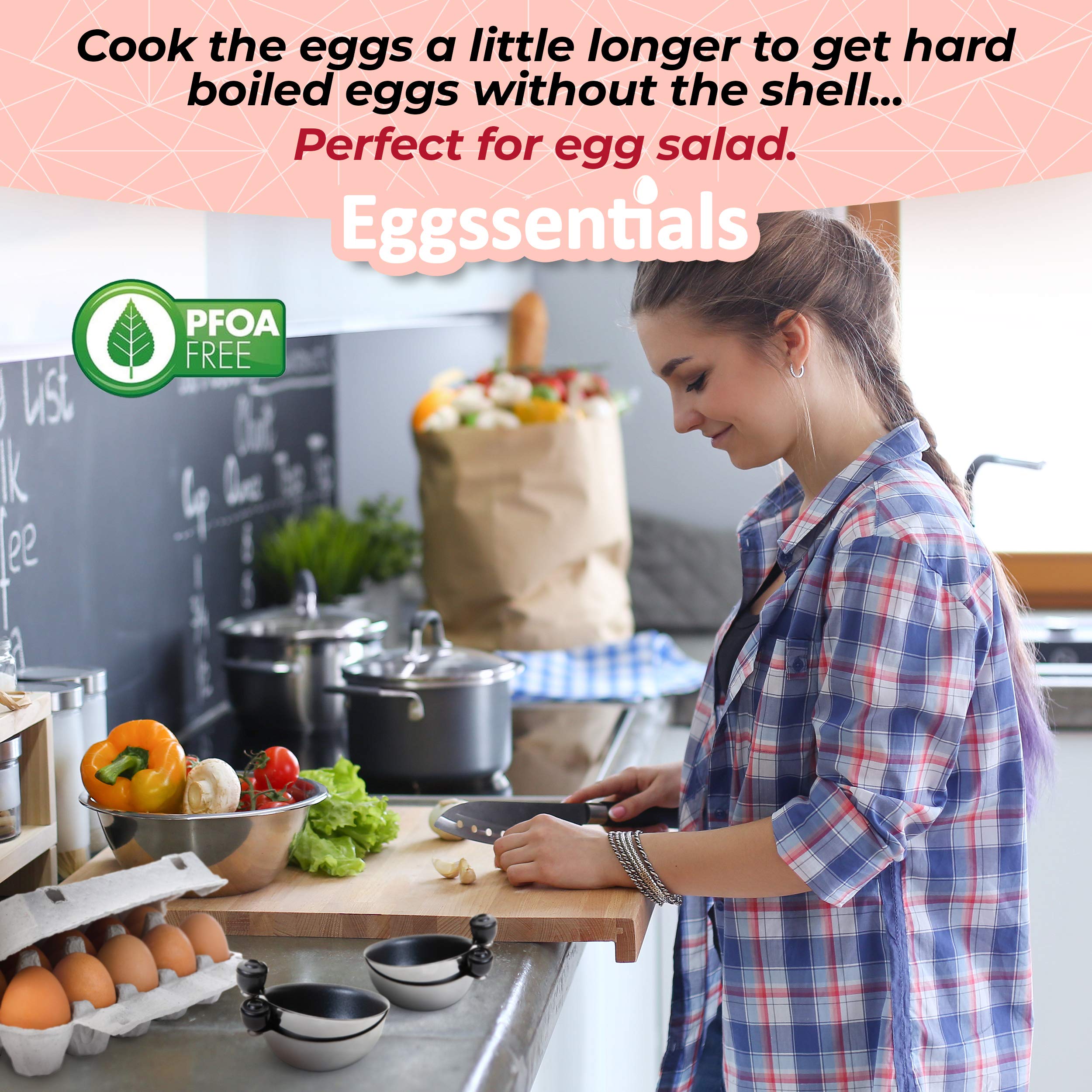 Eggssentials Egg Poacher Replacement Spare Stainless Steel Anti-Stick PFOA Free Individual Removable Poaching Cups (4)