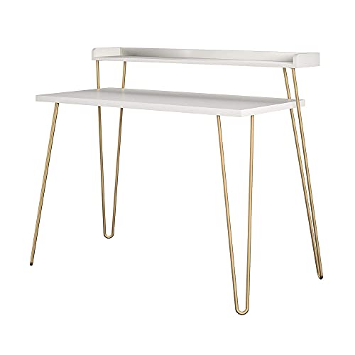 Haven Retro Riser, Desk, White with Gold Legs