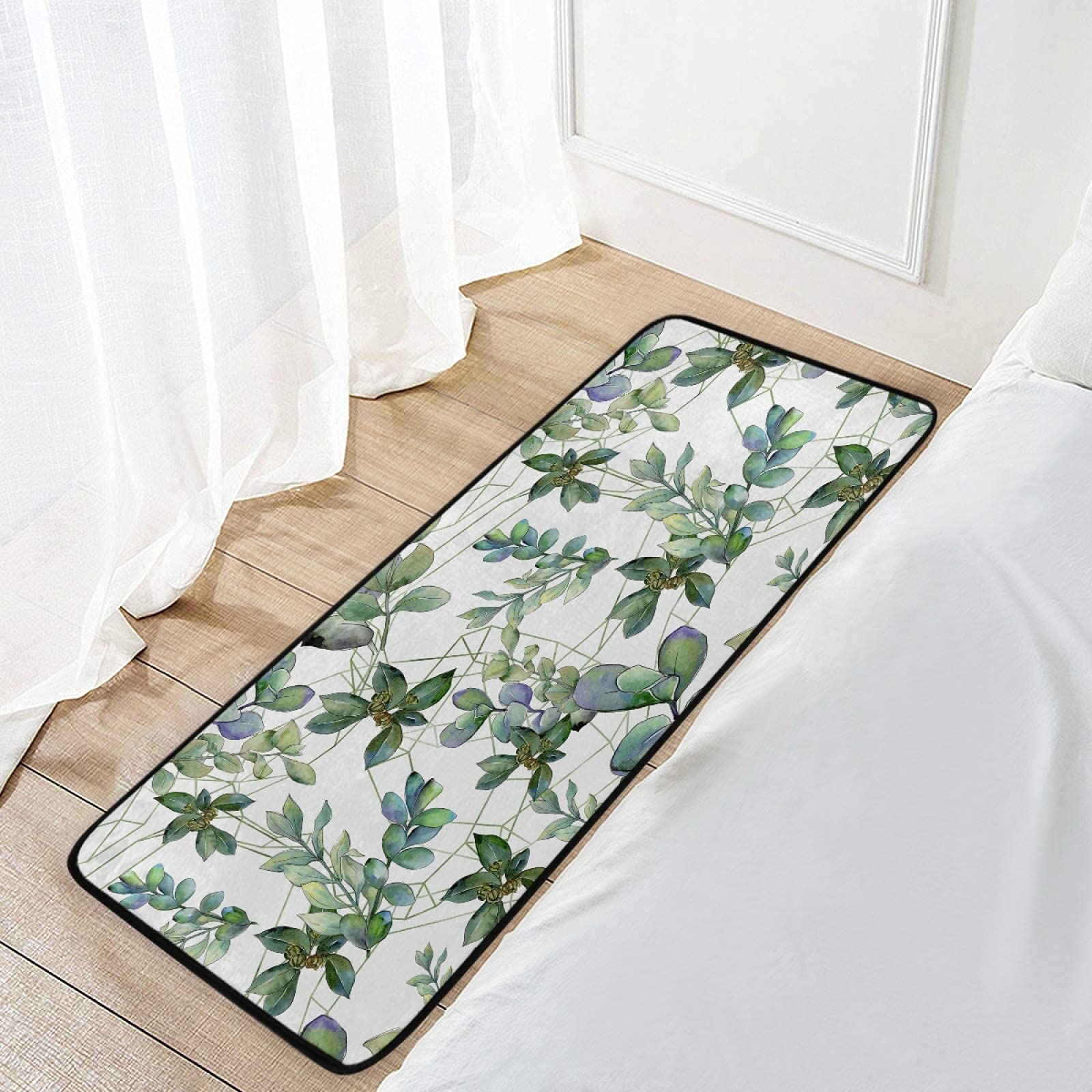 Eucalyptus Rug Eucalyptus Kitchen Rug Mint Green Anti Fatigue Mats for Kitchen Floor Sage Green Kitchen Mat Under Sink Mats Non Slip Soft Standing Mats Runner Carpet 39 X 20 Inch