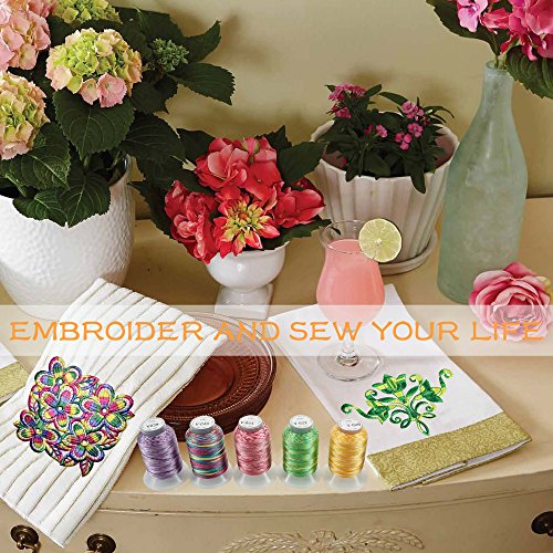 New brothread 25 Colors Variegated Polyester Embroidery Machine Thread Kit 500M (550Y) Each Spool for Brother Janome Babylock Singer Pfaff Bernina Husqvaran Embroidery and Sewing Machines