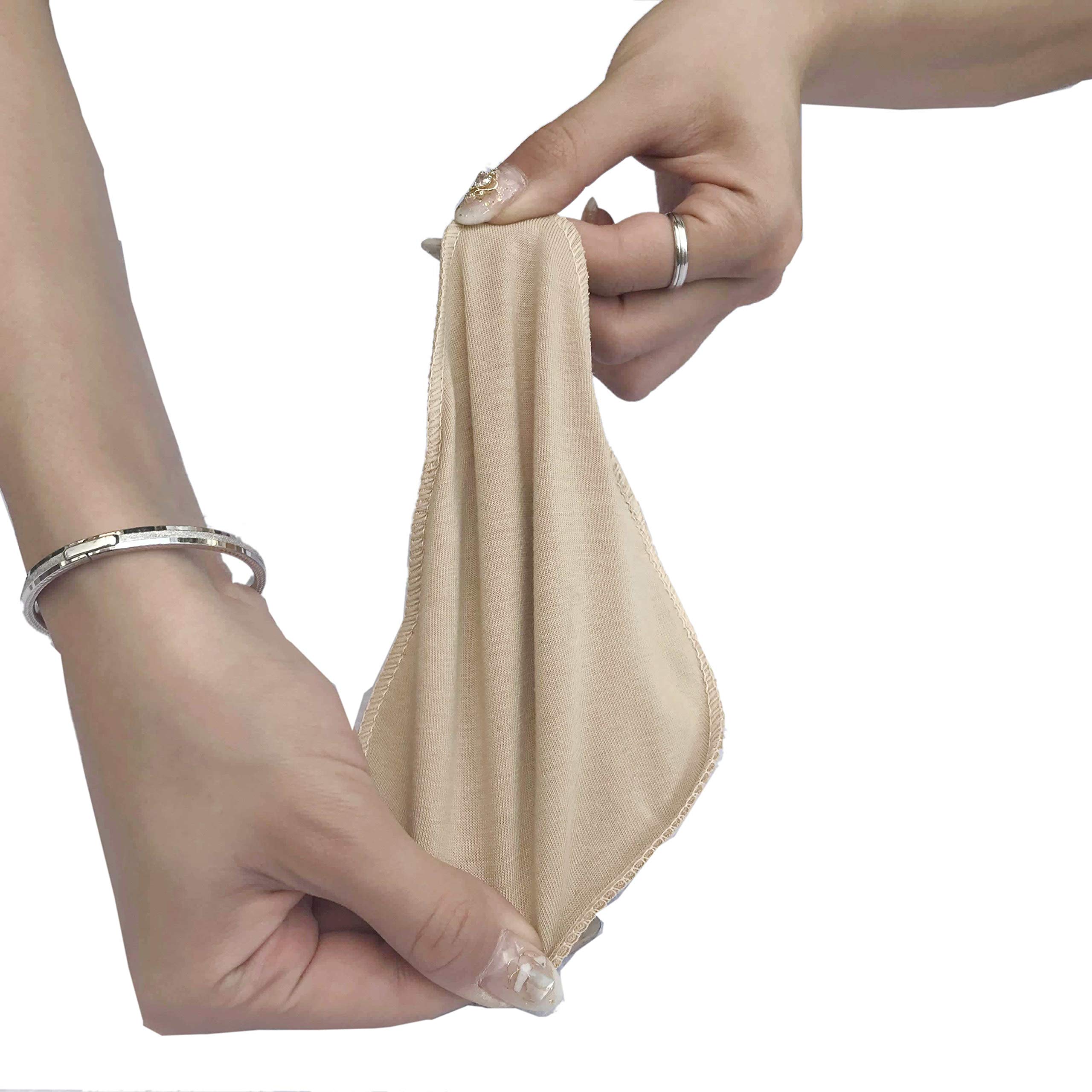 Cotton Protect Pocket for Mastectomy Silicone Breast Forms Cover Bags for Prosthesis Artificial Fake Boobs A Pair (XL for 500g-600g, Beige)