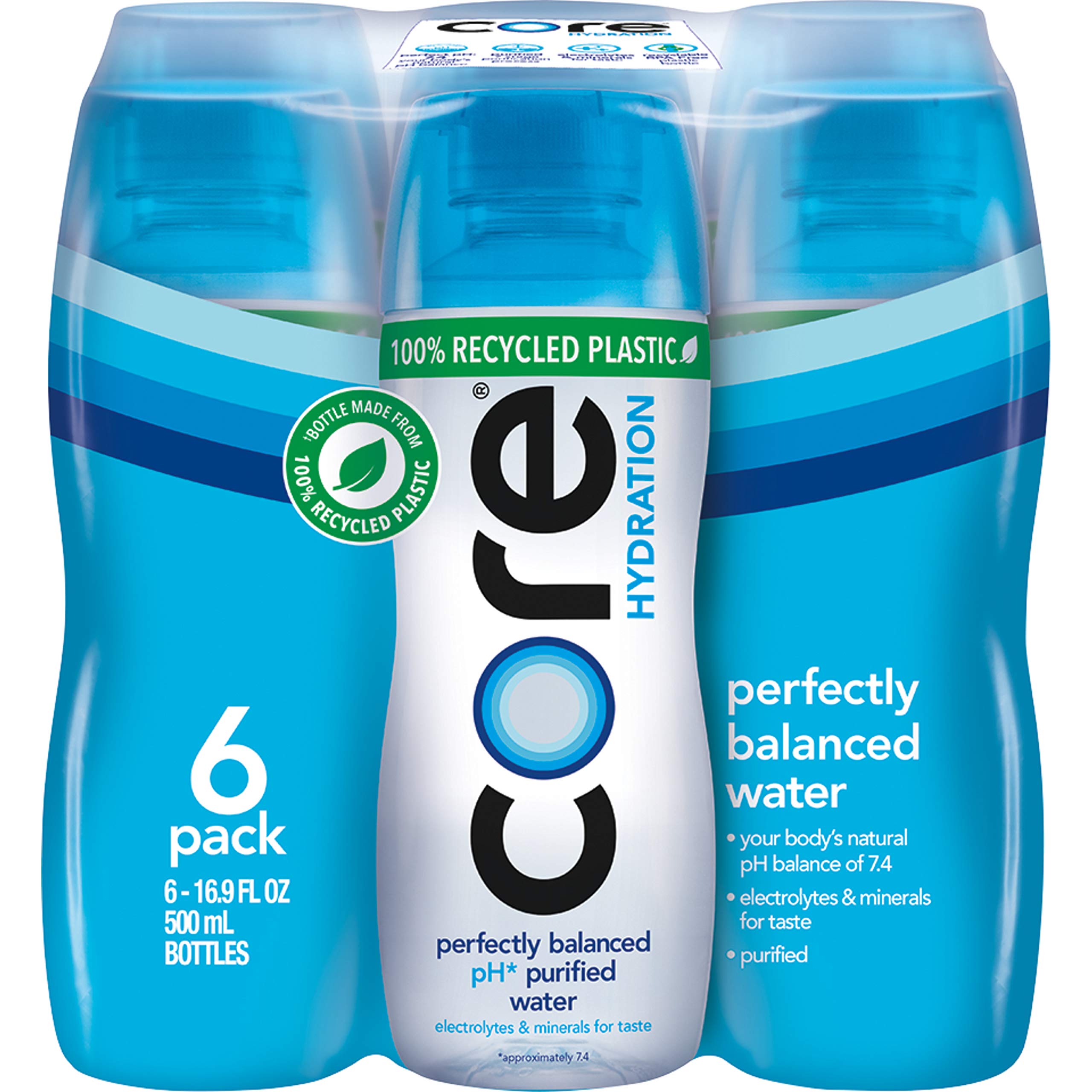 Core Hydration Perfectly Balanced Water, .5 L bottles, 24 Count (4 Packs of 6), USA Gymnastics Official Hydration Partner