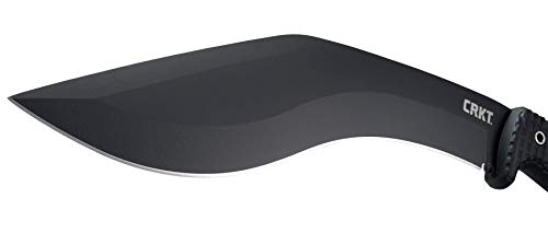 CRKT KUK Fixed Blade Knife: Carbon Steel Knife with Full Tang Kukri Recurved Blade, Injection Molded Handle, and Polyester Sheath 2742