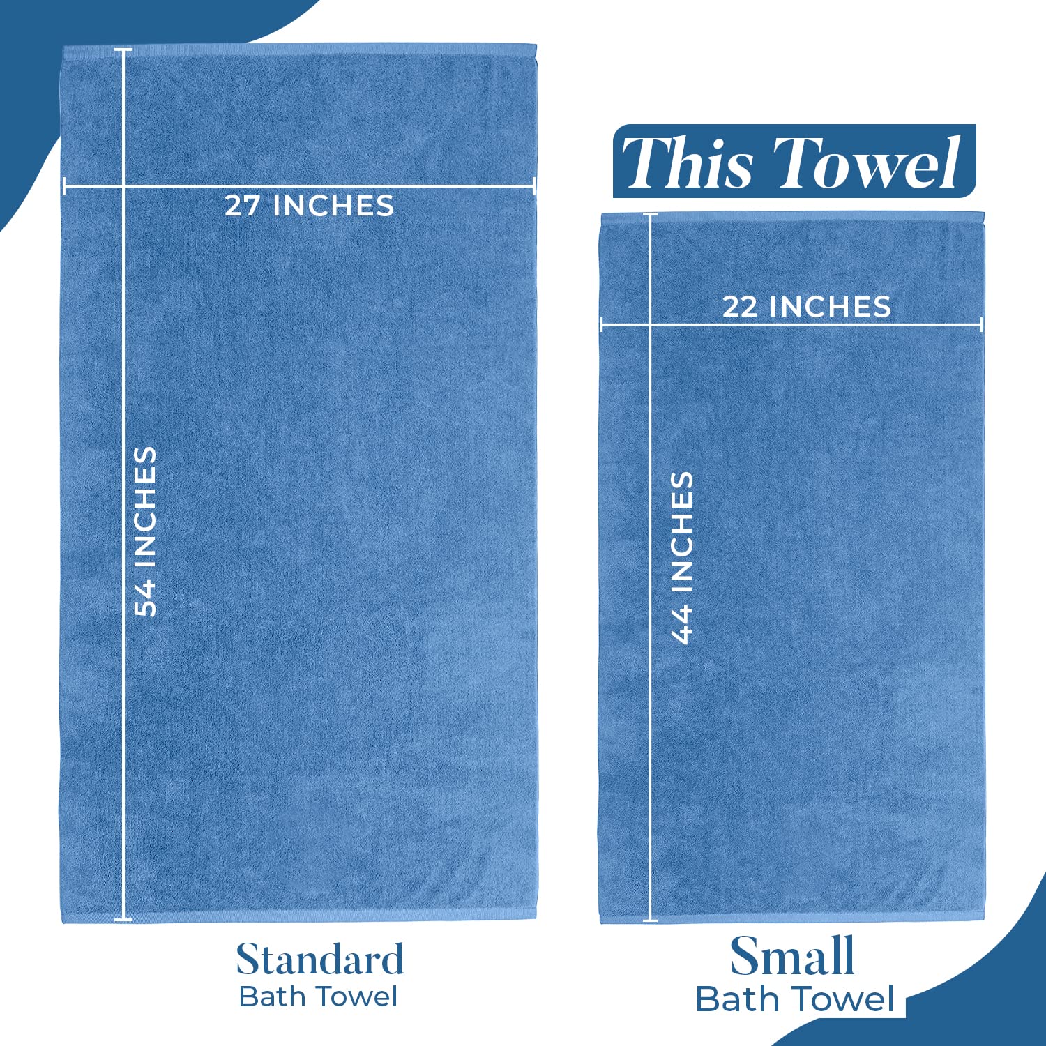 DAN RIVER 100% Cotton Economy Bath Towels Set Pack of 6| Super Absorbent Quick Drying Hotel Quality Towels for Home, Gym, Spa & Daily Use | Medium Blue, 22โx44โ, 400 GSM