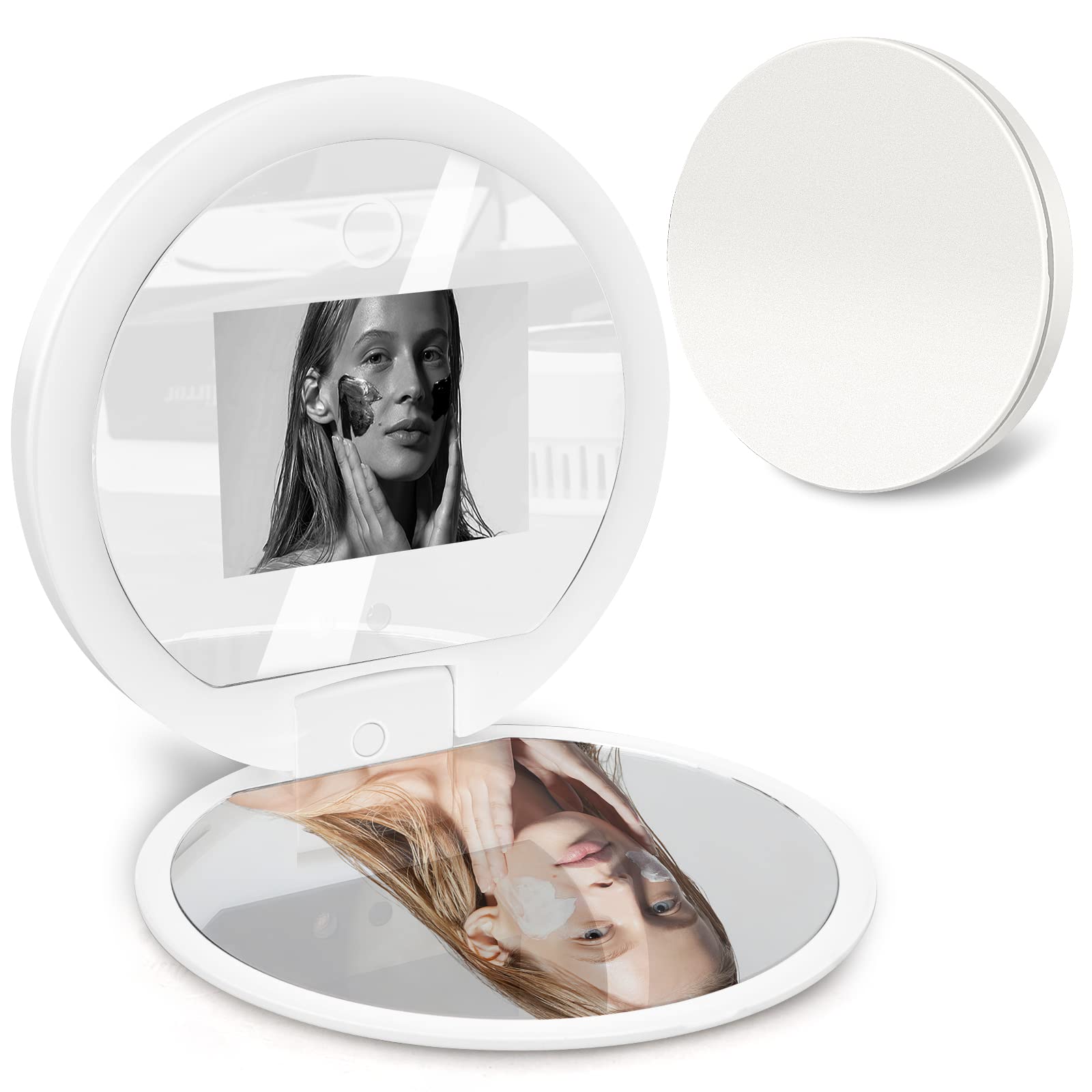 HOTMUZ Sunscreen Testing Mirror with UV Camera for Sun Skin Care,Travel Makeup Mirror with Lights Checking Sunscreen for Face, Sunscreen Detector for Skin Sun Protection,Led Mirror Makeup
