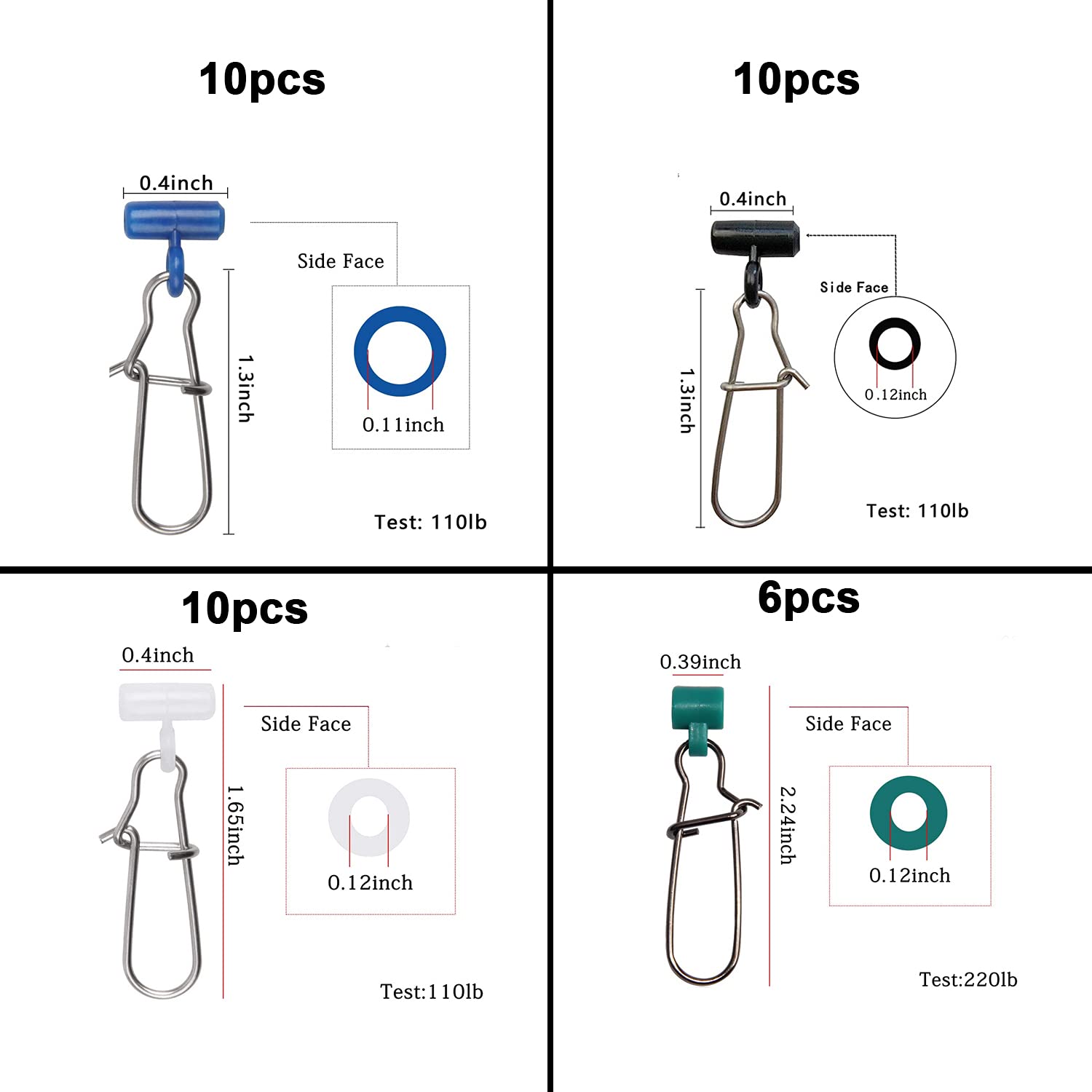 Fishing Line Sinker Slide with Duo Lock Snap - 36PCS Heavy Duty Swivels Fishing Sinker Sliders for Braided Line Connectors Fishing Tackles