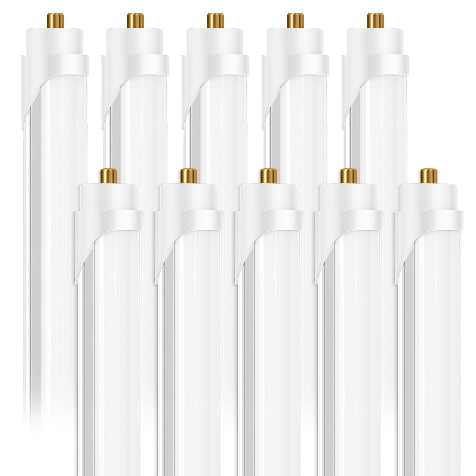 ONLYLUX 8 Foot Led Bulbs T8 T12 LED 8ft Tube Light F96T8 F96T12 LED Bulb 96" FA8 Single Pin LED Fluorescent Replacement, (100W Fluorescent Equivalent) 6500K CW Daylight Milky Cover, 10 Pack