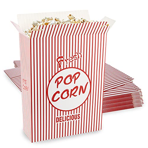 MT Products Popcorn Boxes for Party - 6 oz. (Pack of 30) - #8 Popcorn Buckets With Close Top - Great Popcorn Holder for Movie Night, Theater, Circuses, and Stadium