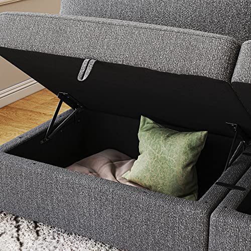 HONBAY 149'' Modular Sectional Sofa U Shaped Modular Couch with Storage Seats 7 Pieces Modular Sofa Deep Seat Modular Sectional Couch with Wide Chaise, Light Grey