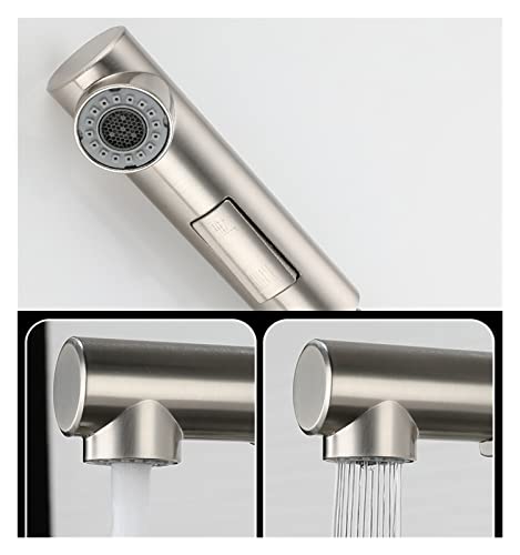 JEMITA Pull Out Kitchen Sink Faucet Silver Black Stainless Steel Single Handle Hot & Cold Mixer Tap Stream Sprayer Head Swivel Faucets (Color : Silver)