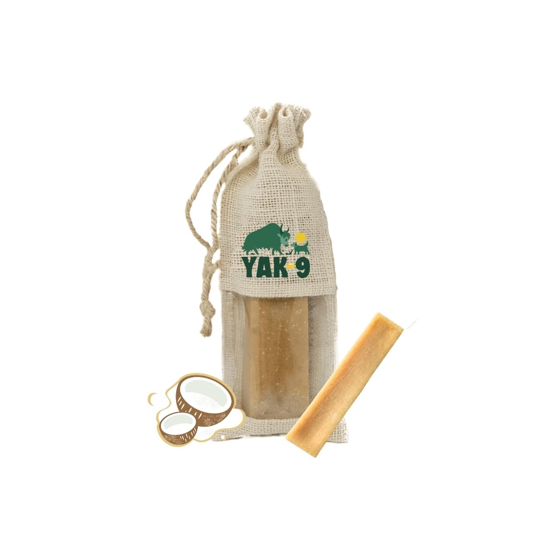 Yak9 Cheese Dog Chews, High Protein Dog Treats, Natural Ingredients, Long Lasting Dog Chews, Dog Treats for Medium Breeds Under 75 Lbs, Rawhide Free, Non GMO, Gluten Free, Grain Free, Coconut, 1 pc