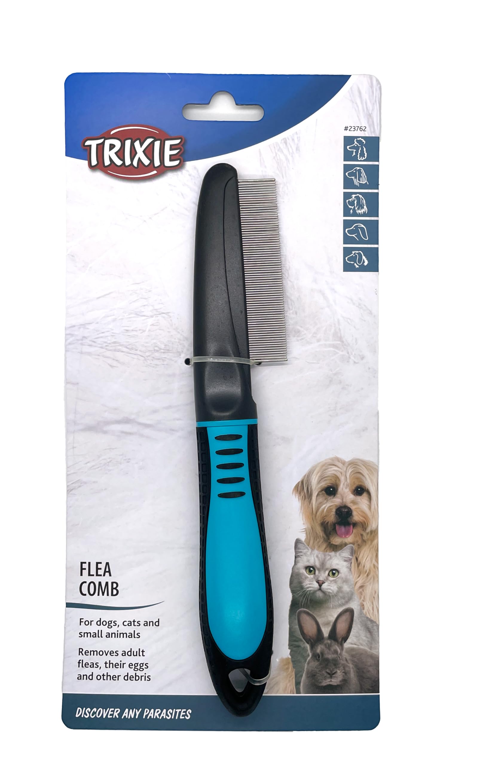 TRIXIE Pet Grooming Flea Comb, For Cats, Dogs, and Small Animals, Removes Fleas, Flea Eggs and Other Debris, 8" (21cm)