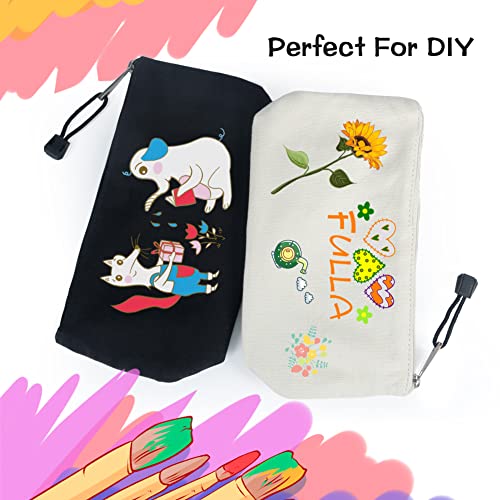 HRX Package Canvas Makeup Bag, 2pcs Cosmetic Zipper Pouches Travel Organizer Case for Brush Purse Diaper Bag Tote Bag