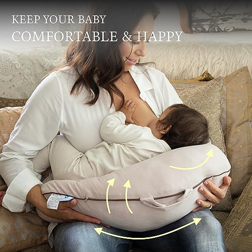 Pharmedoc Nursing Pillow for Breastfeeding β Breast Feeding Pillows for Mom - Bottle Feeding - Support for Mom and Baby - Pregnancy Maternity Pillows, Baby Shower Must Haves - Mocha