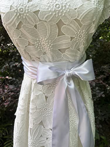 LORDRIE Wedding Satin Sash Bridal Belts For Special Occasion Dresses (White)
