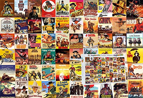Logicpuz Vintage Western Movie Poster Jigsaw Puzzle 1000 Piece Old West Themed Puzzle for Adult