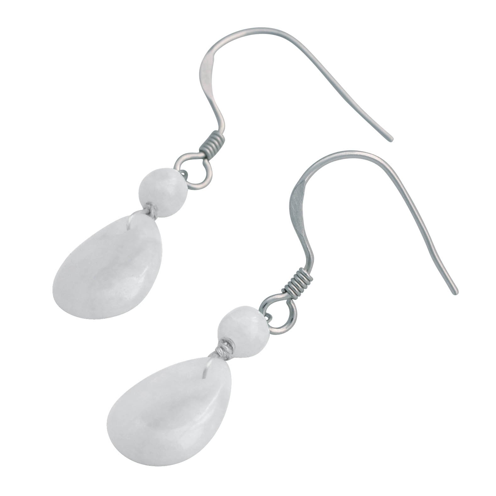 Dahlia Jadeite Jade Tear Drop Silver Drop Earrings, Lavender