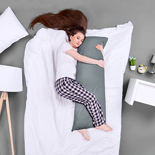 Utopia Bedding Full Body Pillow for Adults (Grey, 20 x 54 Inch), Long Pillow for Sleeping, Large Pillow Insert for Side Sleepers